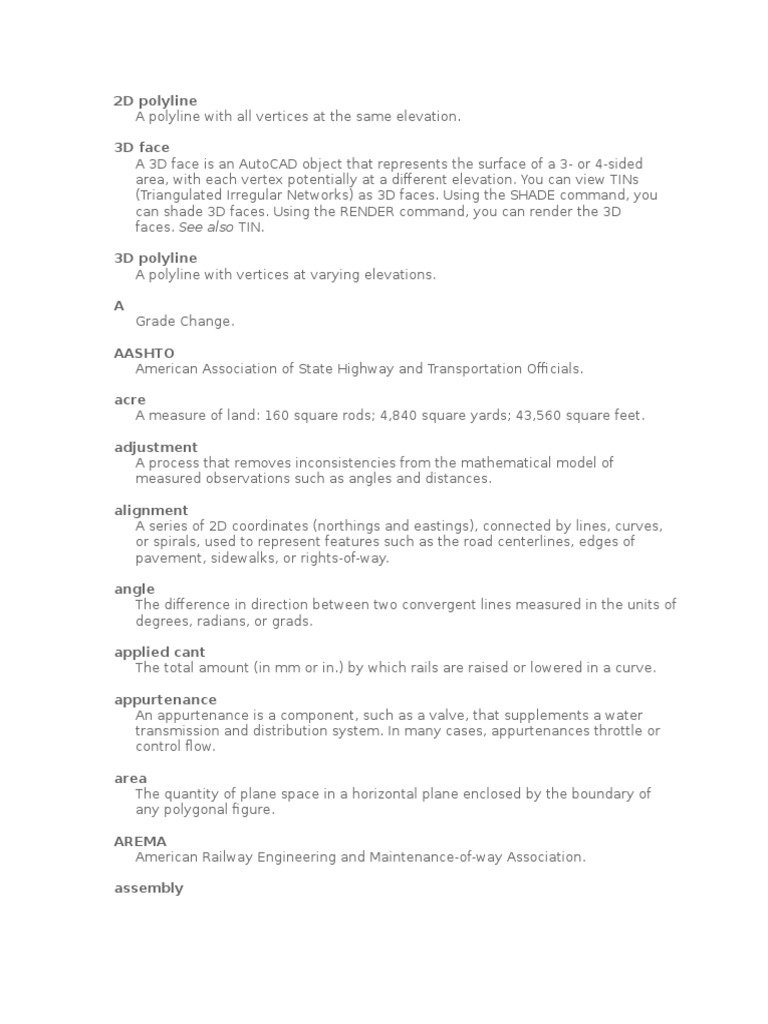 Terminology Civil 3D | PDF | Surveying | Line (Geometry)