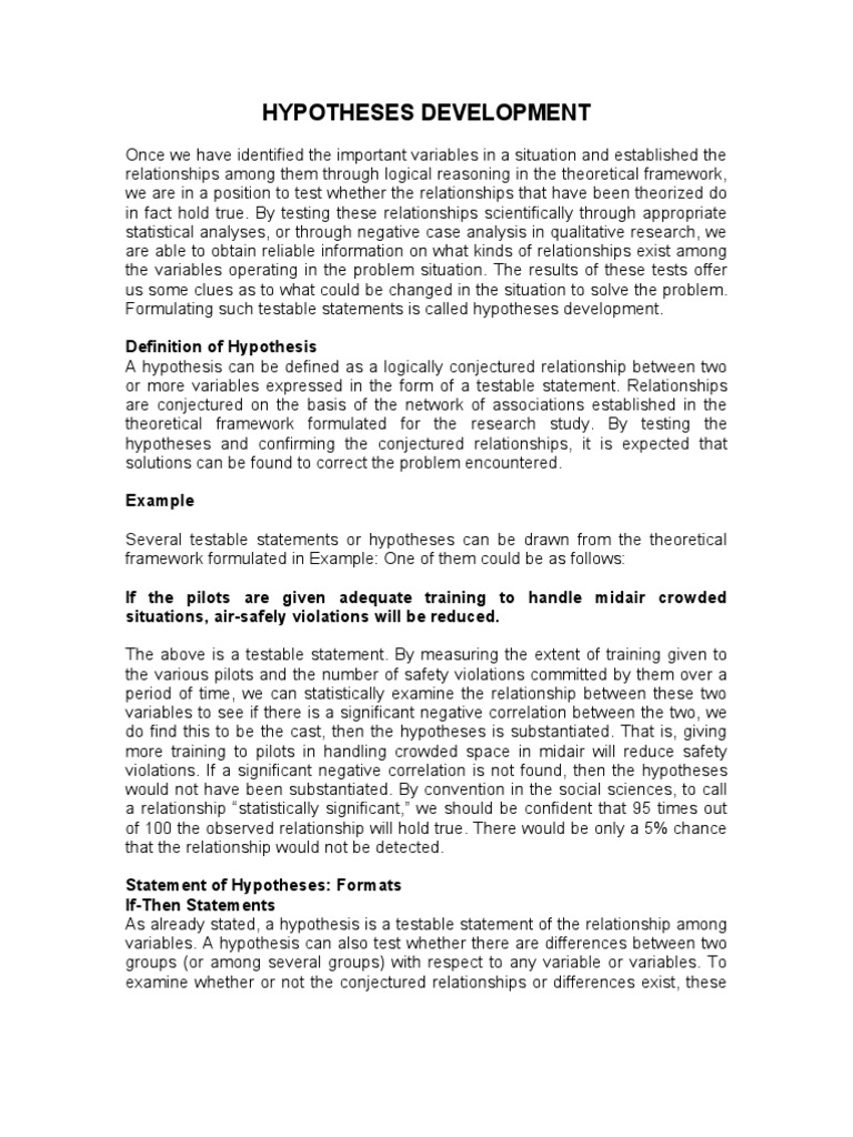 Hypotheses Development | PDF | Null Hypothesis | Hypothesis