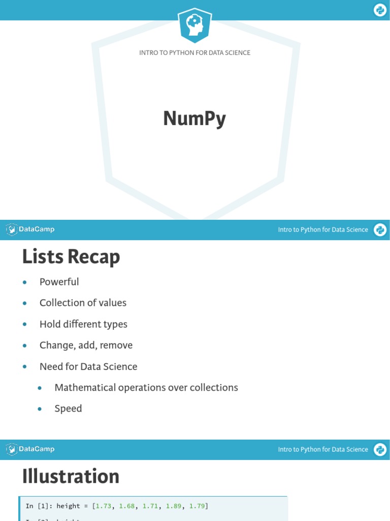 Intro To Python For Data Science: Numpy | PDF | Array Data Type | Data Type