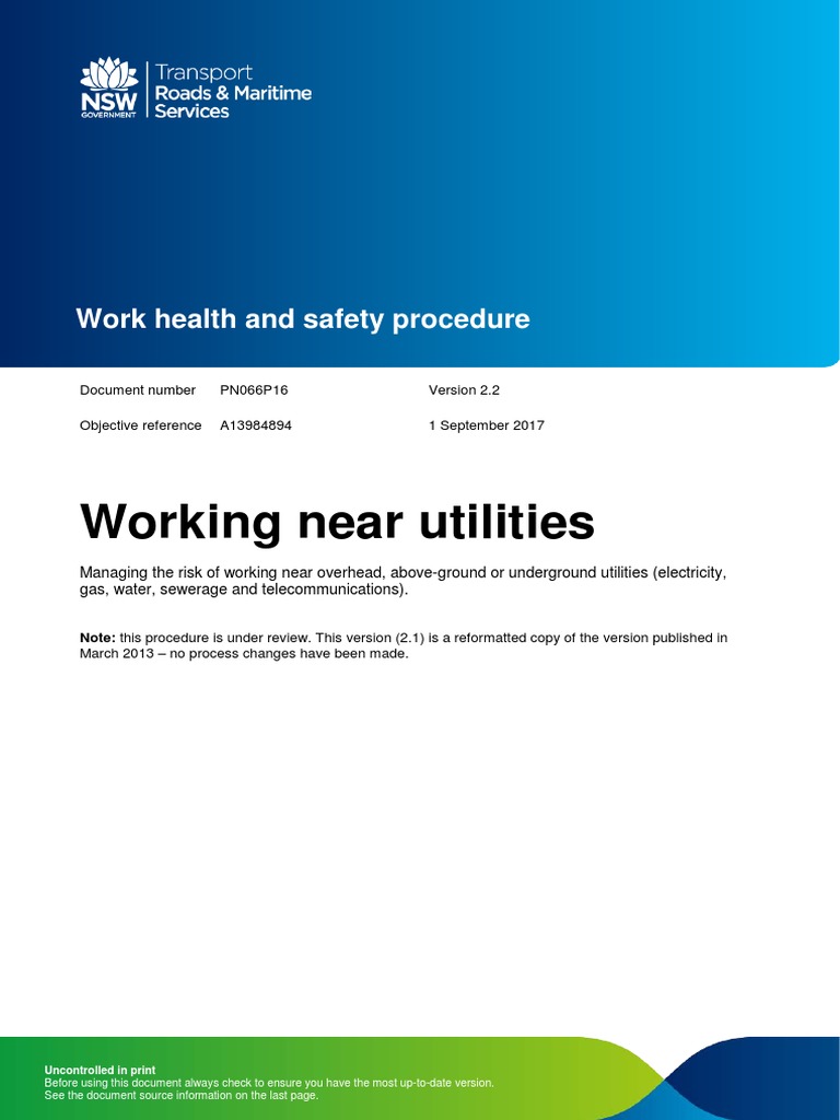 Working Near Utilities: Work Health and Safety Procedure | PDF ...
