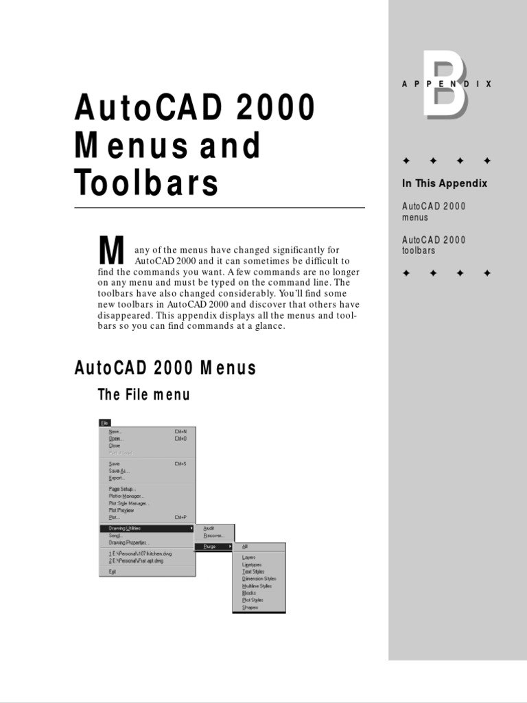 Autocad 2000 Menus and Toolbars | PDF | Menu (Computing) | Menu