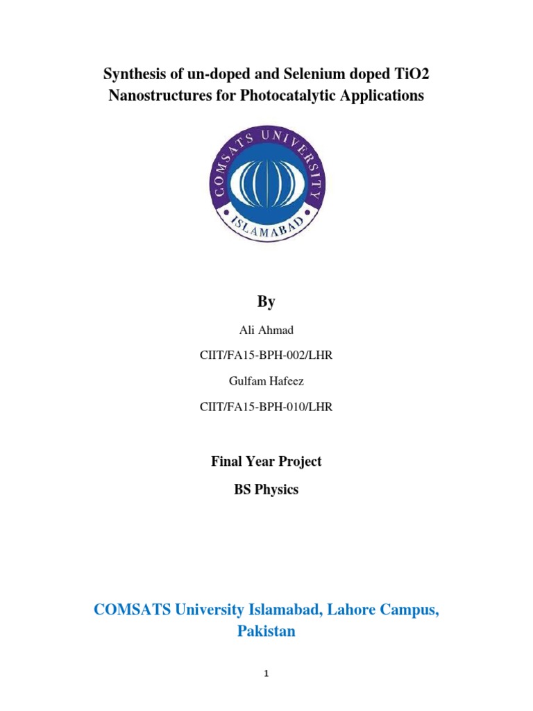 Selenium-Doped TiO2 Nanostructures for Photocatalysis | PDF | Titanium ...