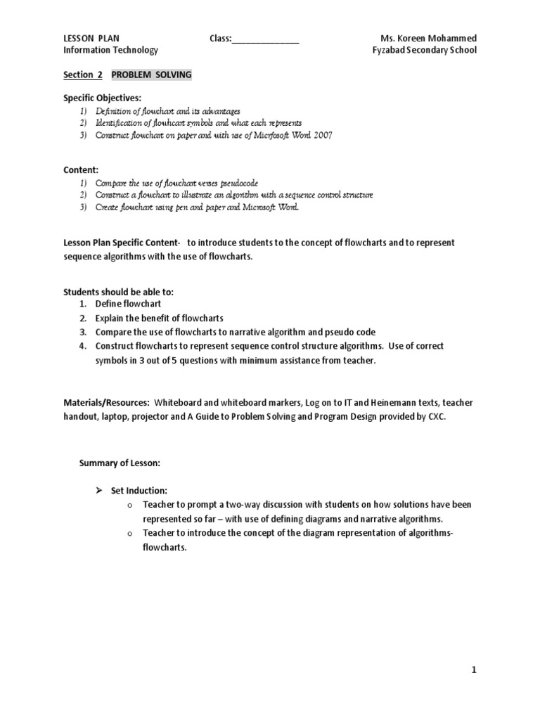 Flowchart Lesson Pdf Algorithms Neuropsychological Assessment