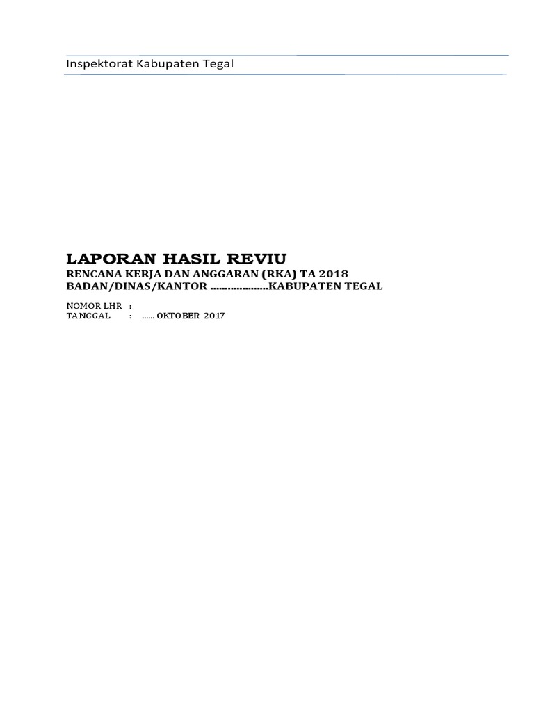 Format LHR Reviu Rka Kab. Tegal | PDF