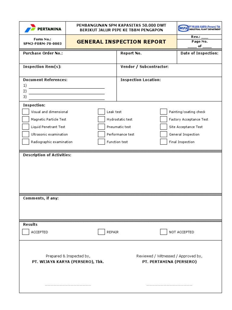 General Inspection Report | PDF