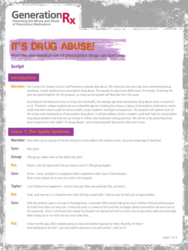 Drug Abuse Script PDF | PDF | Substance Abuse | Psychoactive Drugs