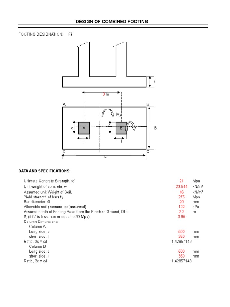 Design of Combined Footing | Download Free PDF | Continuum Mechanics ...