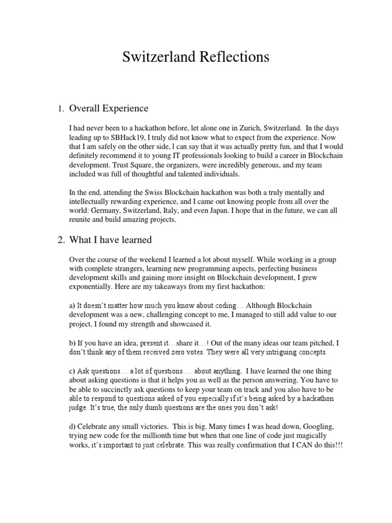 Reflections - Blockchain Hackathon | PDF | Communication | Cognition