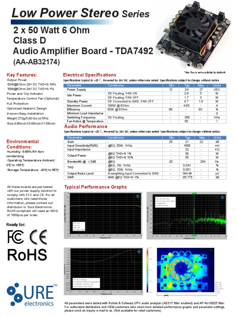 2 X 50 Watt 6 Ohm Class D Audio Amplifier Board - TDA7492: Series | PDF | Amplifier | Electronic ...