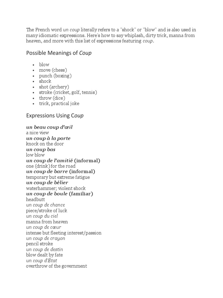 Expressions Avec Coup | PDF