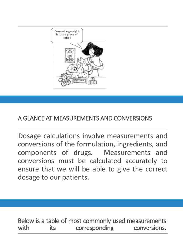 Drug Dose Calculation Using Measurements | PDF | Litre | Dose ...