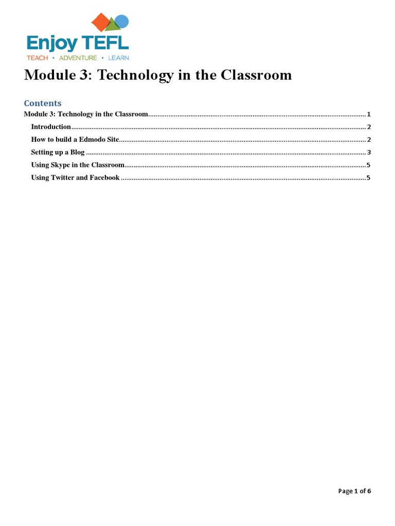 006 - Module 3 - Technology in The Classroom | PDF | Word Press | Internet