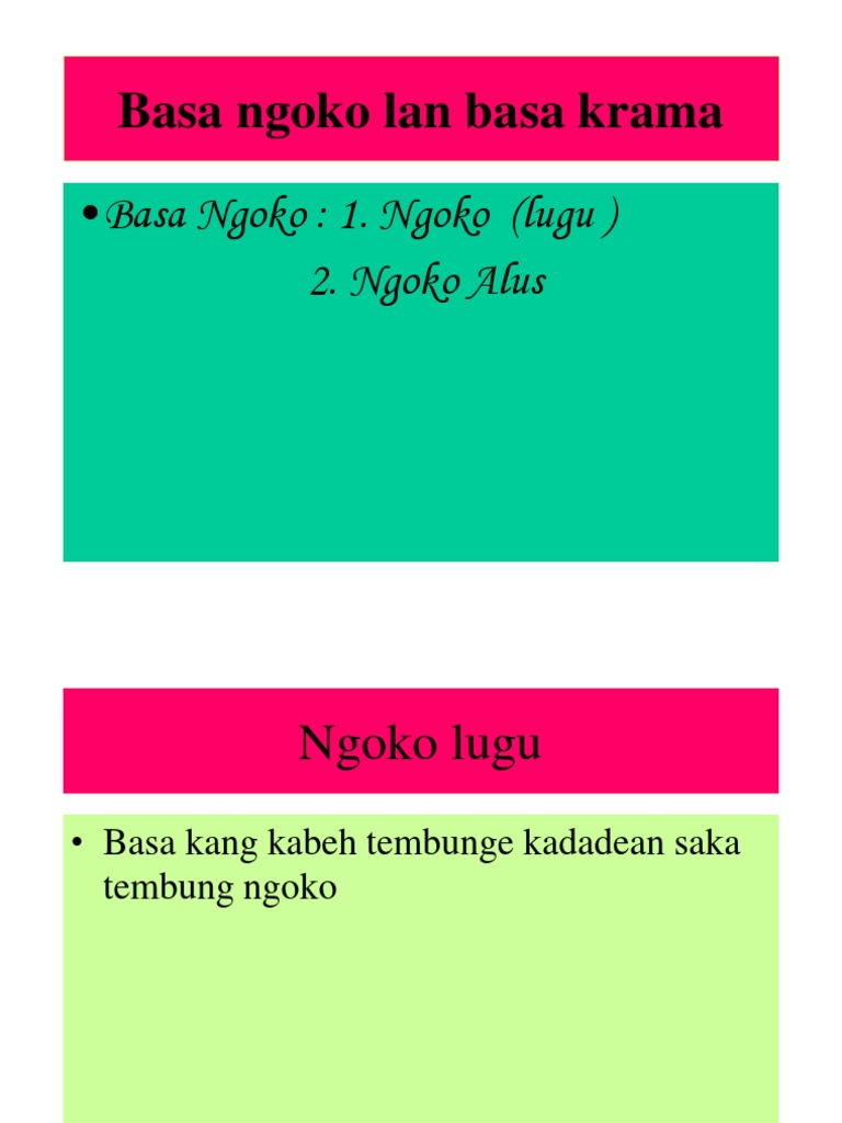 Basa Ngoko Lan Basa Krama | PDF