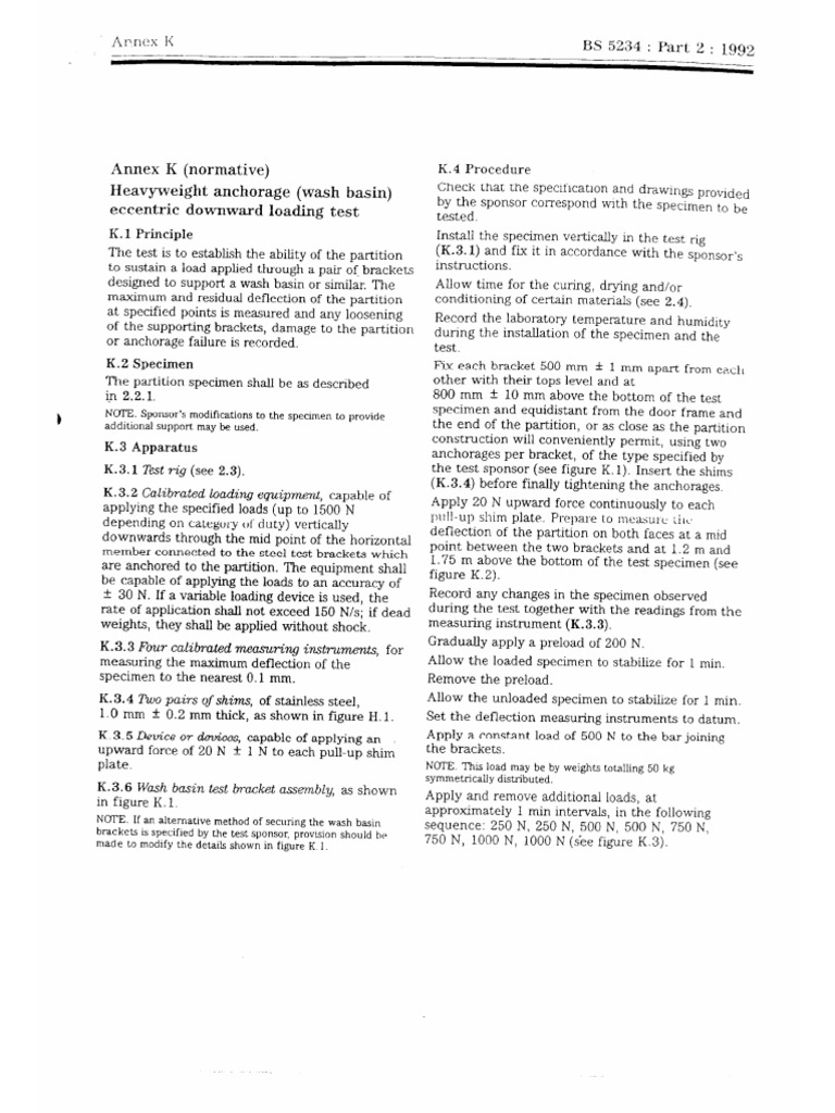 BS 5234-Part2 - Wash Basin Test Procedure | PDF