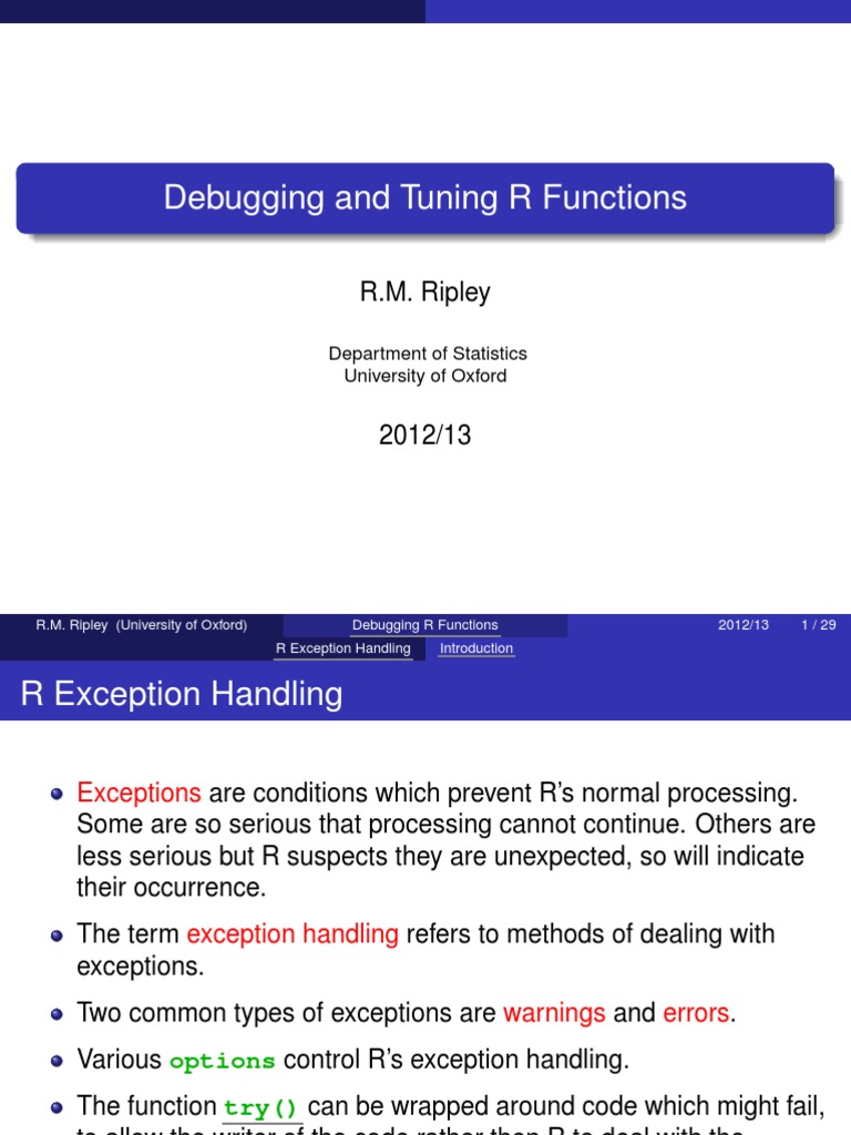 Rcourse7 PDF | PDF | Debugging | Subroutine