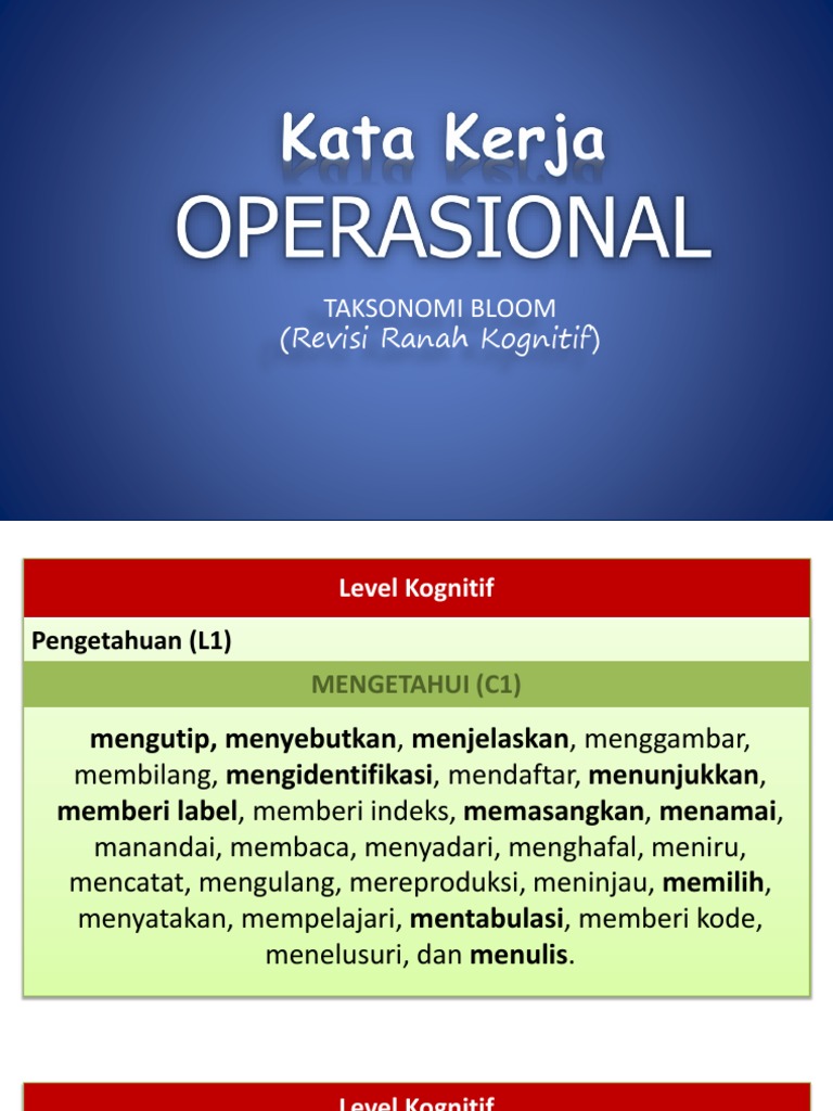 Level Kognitif (Kko) | PDF
