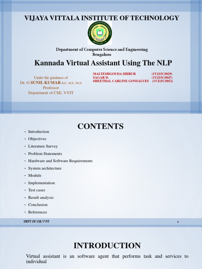 Vijaya Vittala Institute of Technology: Kannada Virtual Assistant Using ...