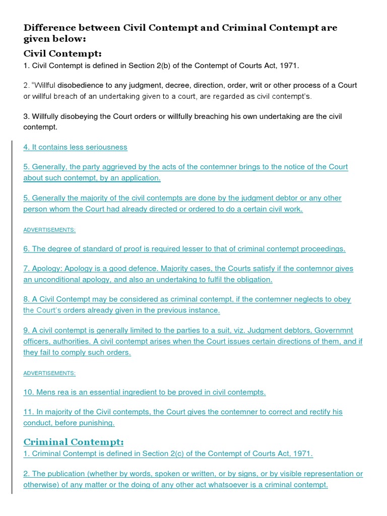 Understanding the Distinction Between Civil and Criminal Contempt ...