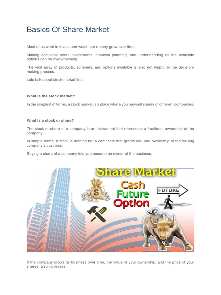 Basics Of Share Market Download Free Pdf Stocks Stock Market