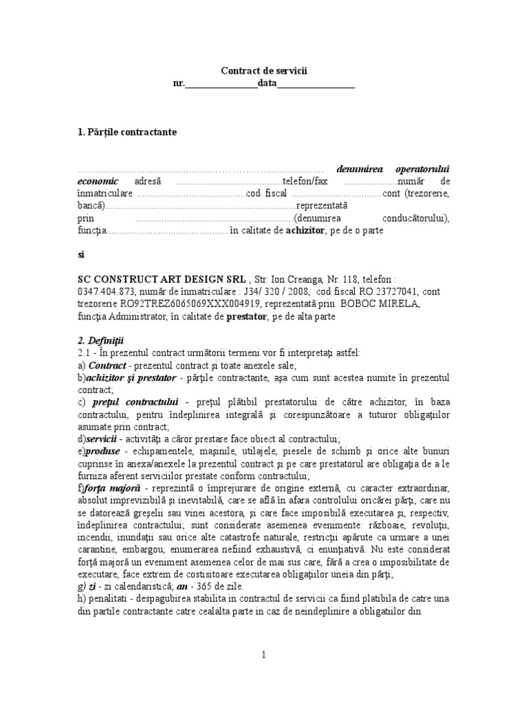 Model Contract de Servicii | PDF