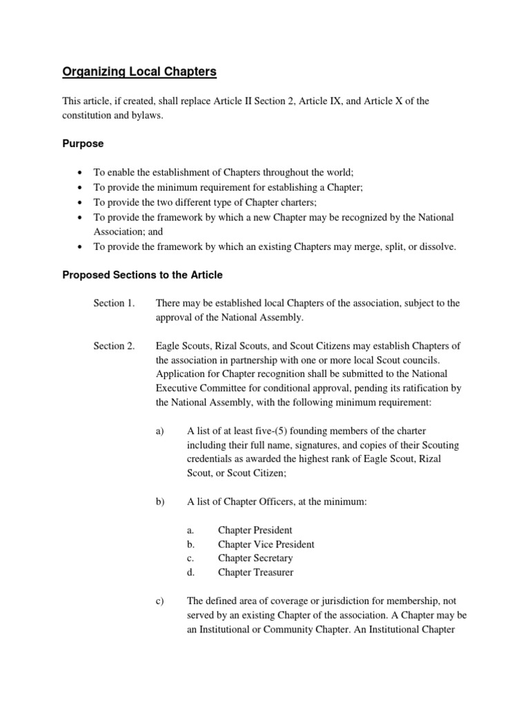 Organizing Local Chapters: Purpose | Download Free PDF | Official ...