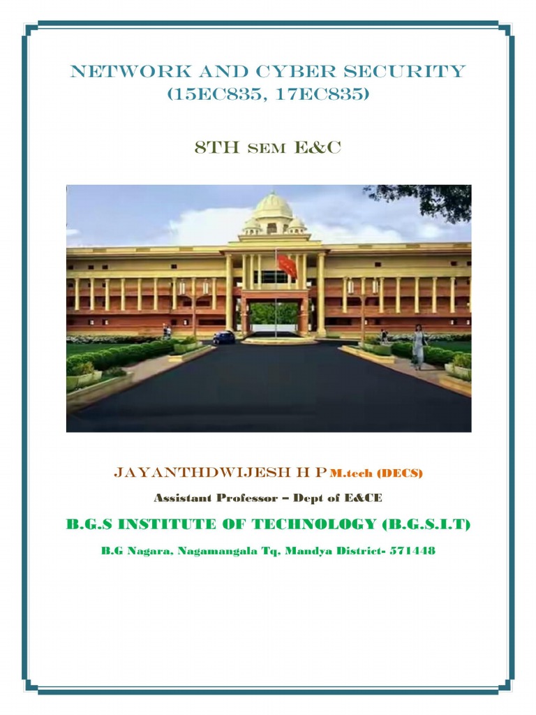 VTU Network & Cyber Security (MODULE (1-5) ), (15ec835, 17ec835) . | PDF