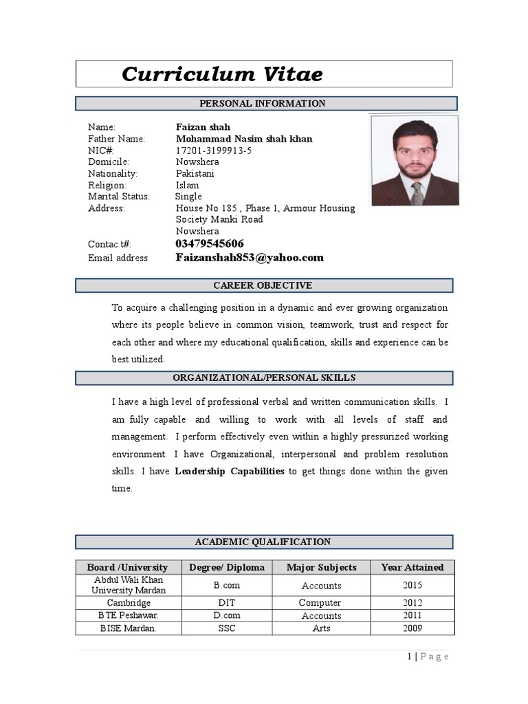 Curriculum Vitae: Faizan Shah Mohammad Nasim Shah Khan | PDF | Retail | Inventory
