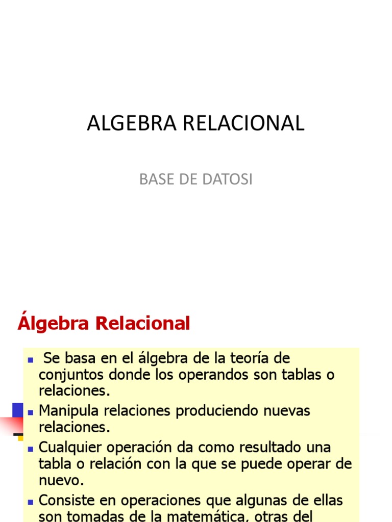 Algebra Relacional Ext | PDF | Bases de datos | Modelado científico