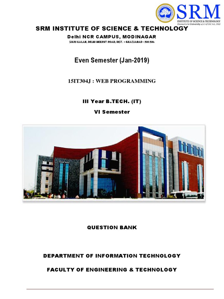Web Programming Question Bank for III Year B.Tech (IT) Students | PDF ...