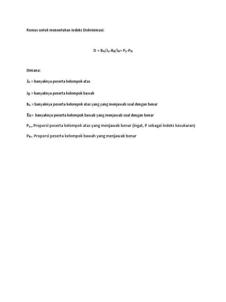 Rumus Indeks Diskriminasi | PDF