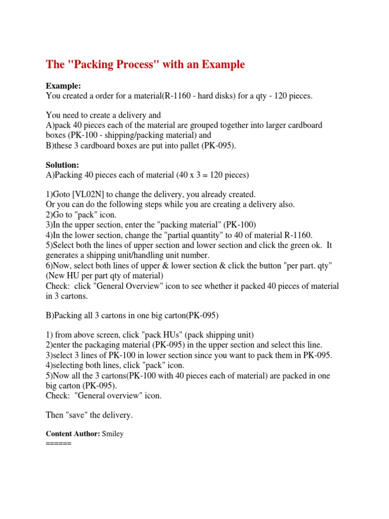 The "Packing Process" With An Example | PDF | Packaging And Labeling ...