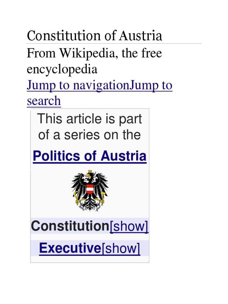 Constitution of Austria From Wikipedia, The Free Encyclopedia | PDF ...