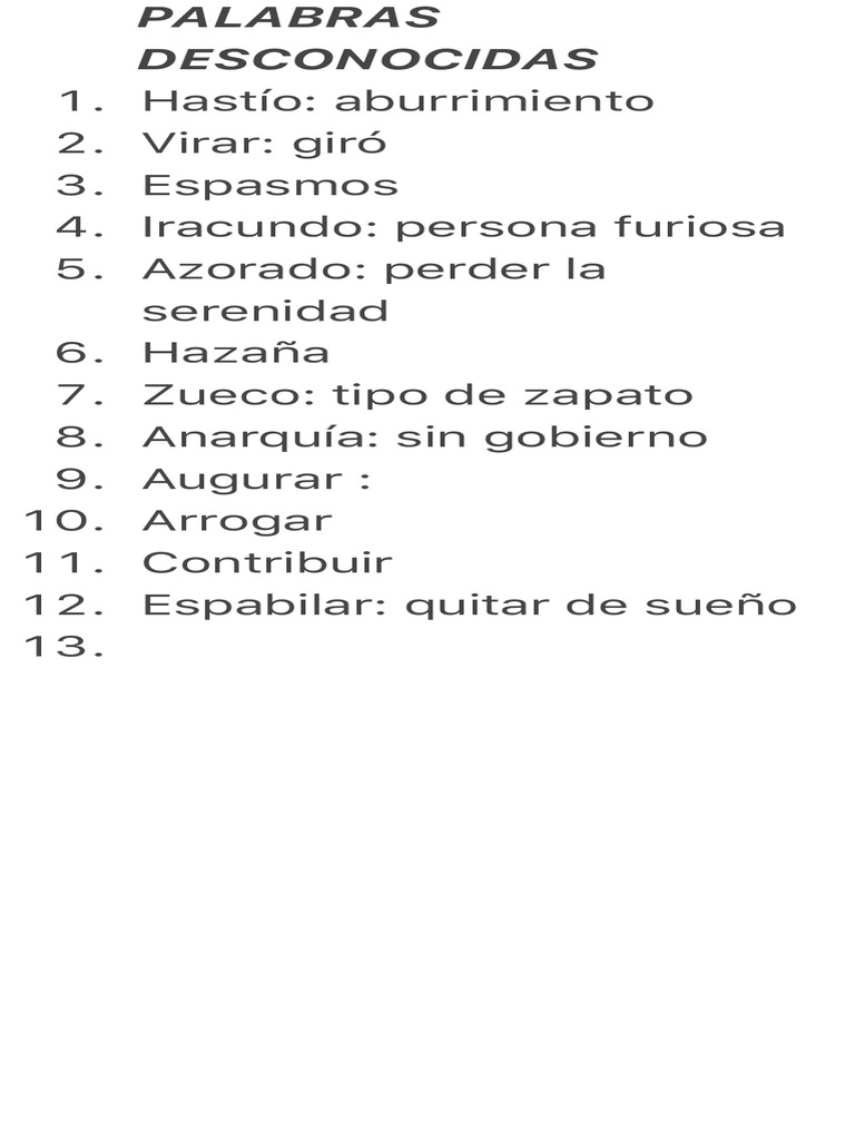 20 Palabras Desconocidas y Significado | PDF | Libros para adolescentes