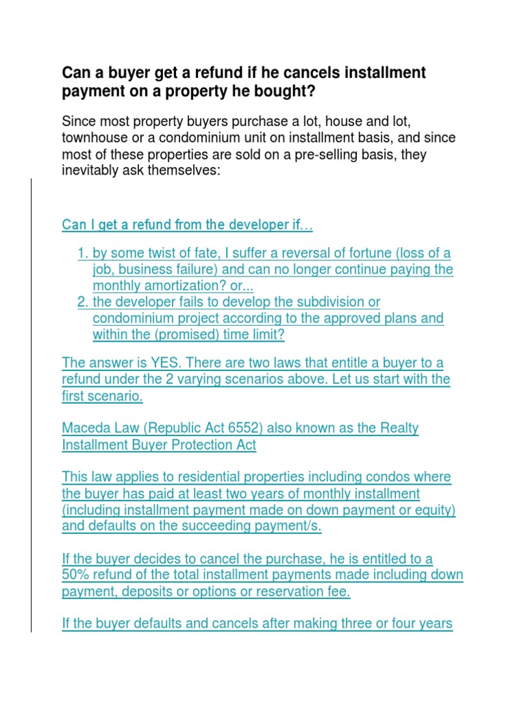 Refund | PDF | Condominium | Private Law