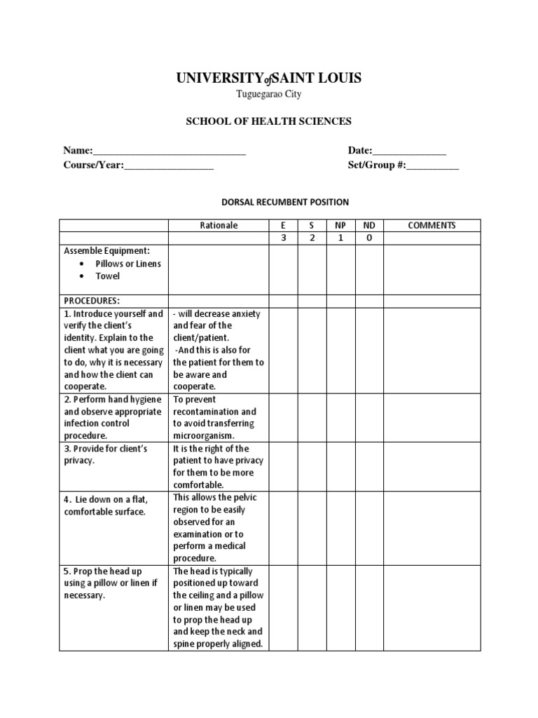 Dorsal Recumbent Position Guide | PDF | Wellness