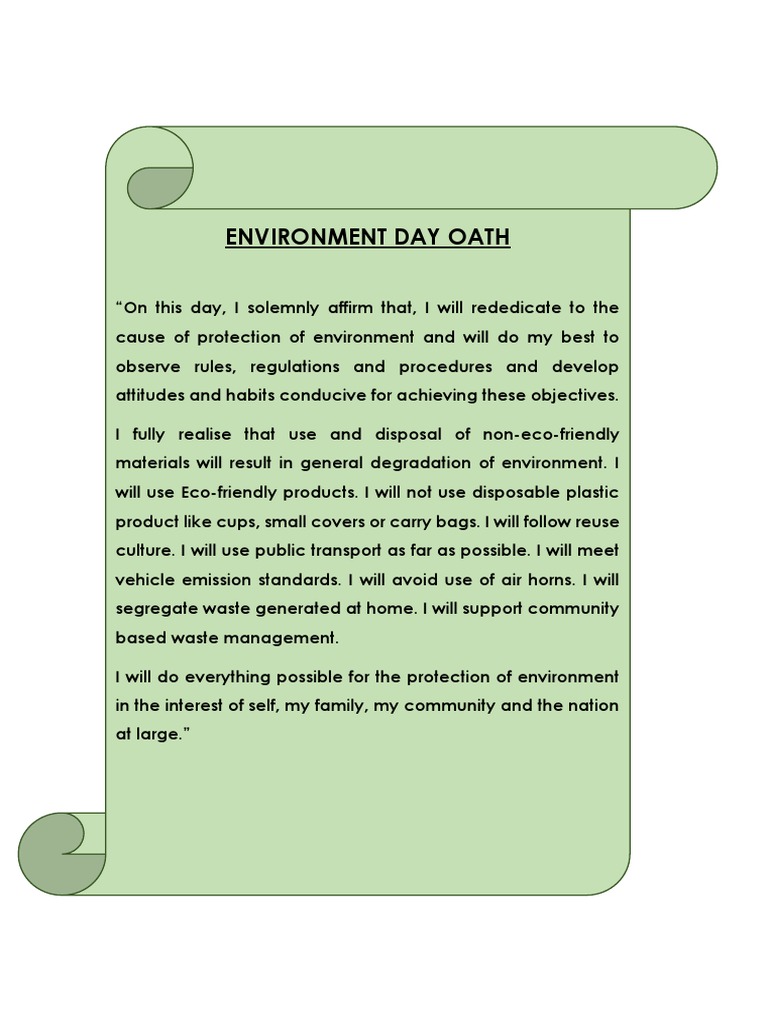 Environment Day Oath for Protection | PDF