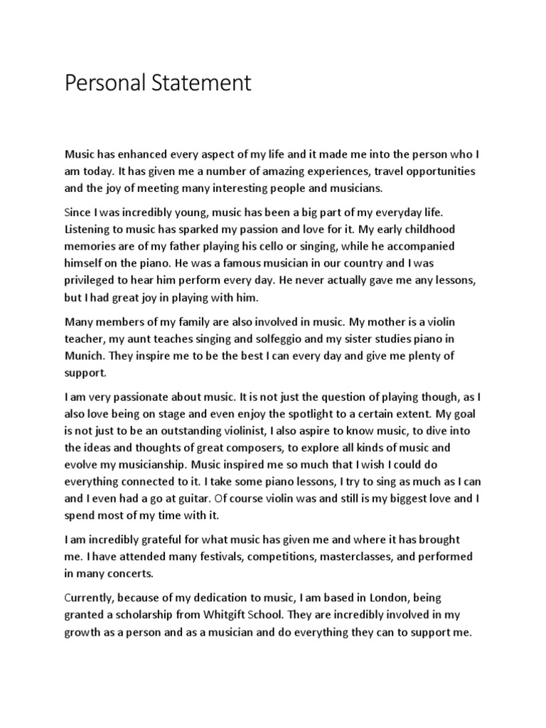 Personal Statement Luka | PDF | Sound | Classical Music