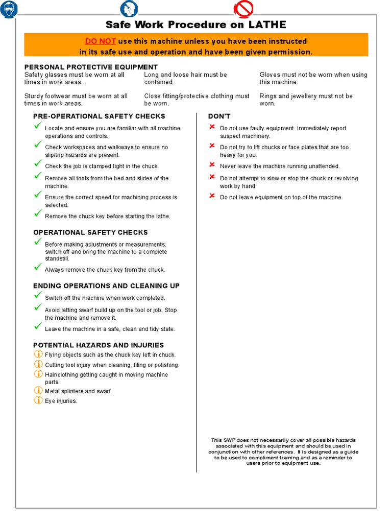 Lathe Operation Safety | PDF | Personal Protective Equipment | Equipment