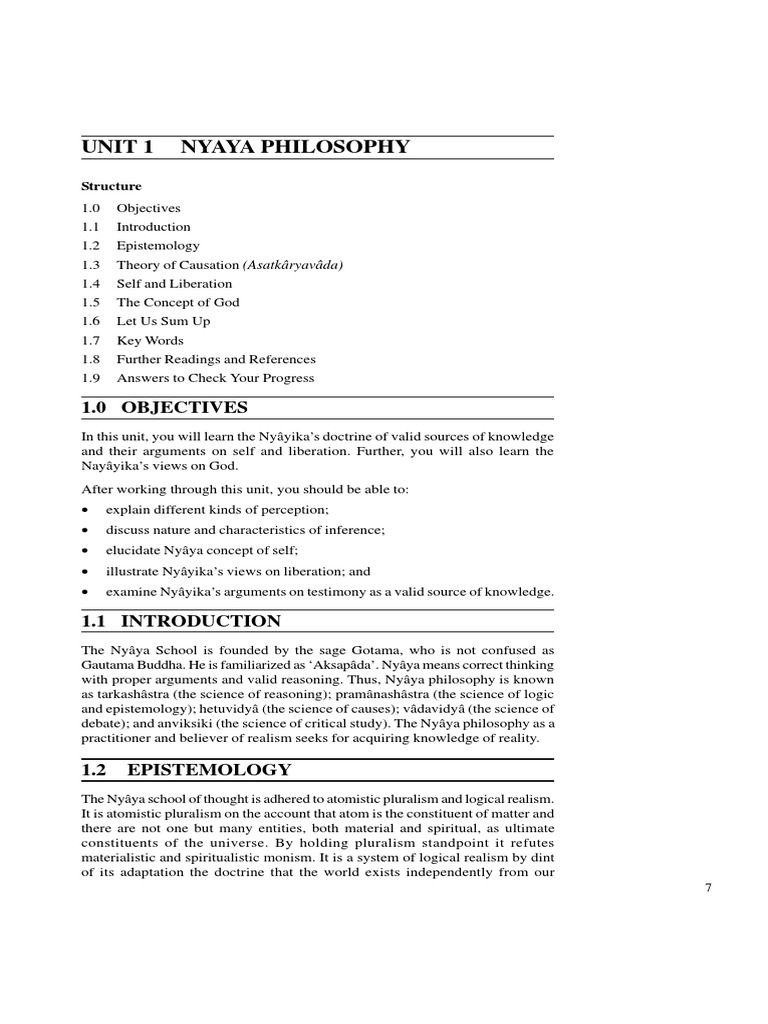 Unit-1 Nyaya Philosophy | PDF | Ātman (Hinduism) | Epistemology