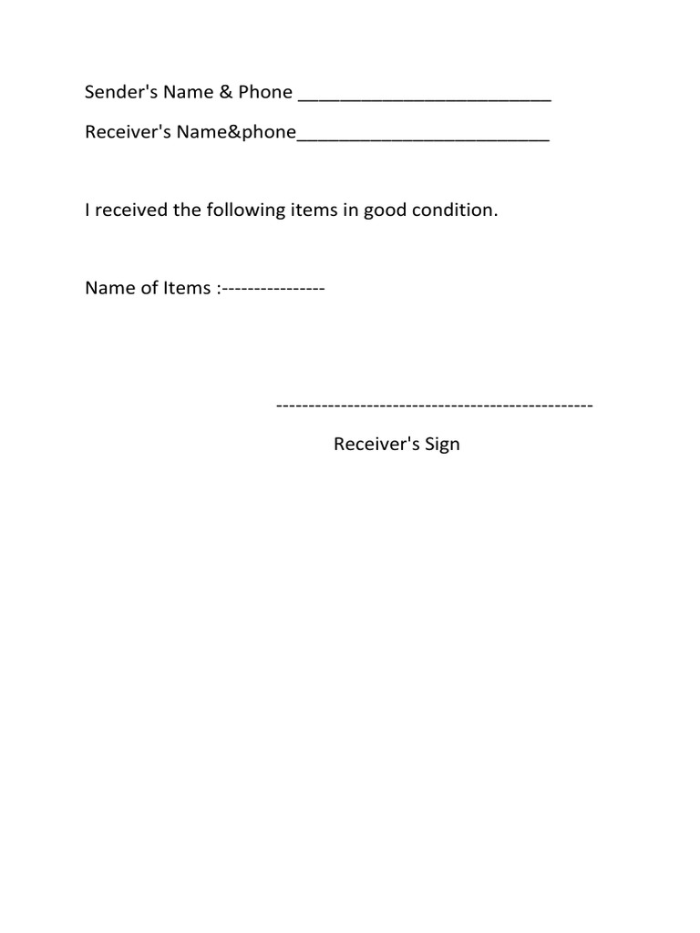 Sender's Name & Phone - Receiver's Name&phone | PDF