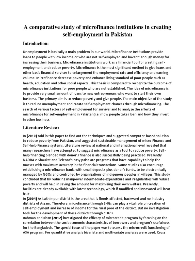 Project | PDF | Microfinance | Poverty Reduction