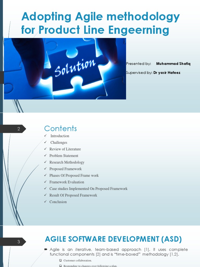Adopting Agile Methodology For Product Line Engeerning: Presented By: Muhammad Shafiq Supervised ...