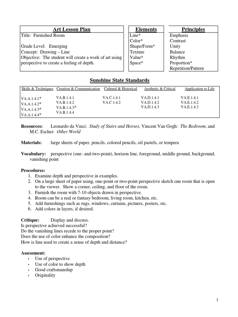 Elementary Arts Lesson Plan Template Free PDF Template PDF | Download ...