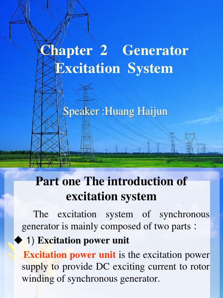 Chapter 2 Generator Excitation System: Speaker:Huang Haijun | PDF | Electric Generator | Rectifier