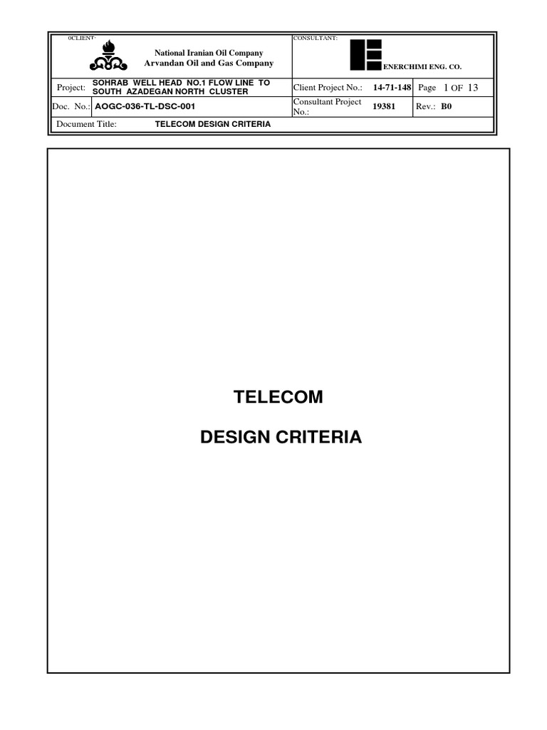 Telecom Design Criteria: Arvandan Oil and Gas Company | PDF ...