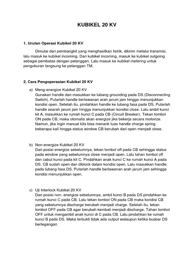 Cara Mengoperasikan Kubikel | PDF