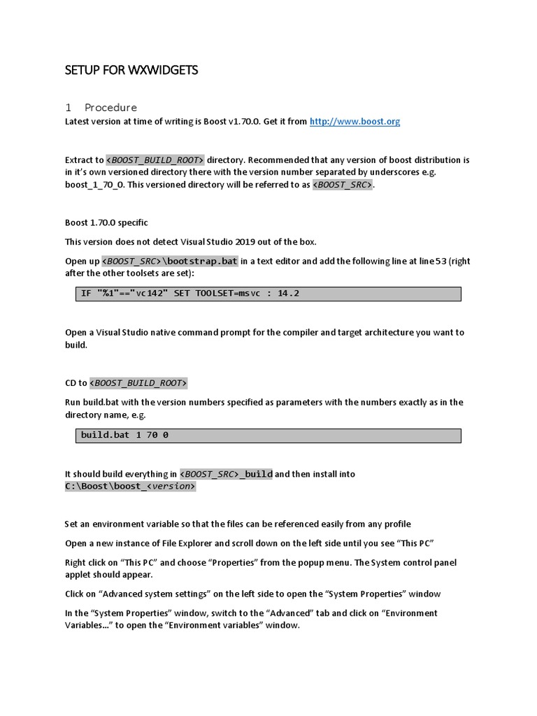 Setup WxWidgets Boost | PDF