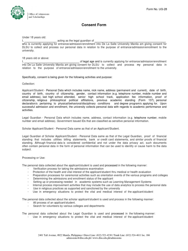 Consent Form Dlsu | PDF | Personally Identifiable Information ...