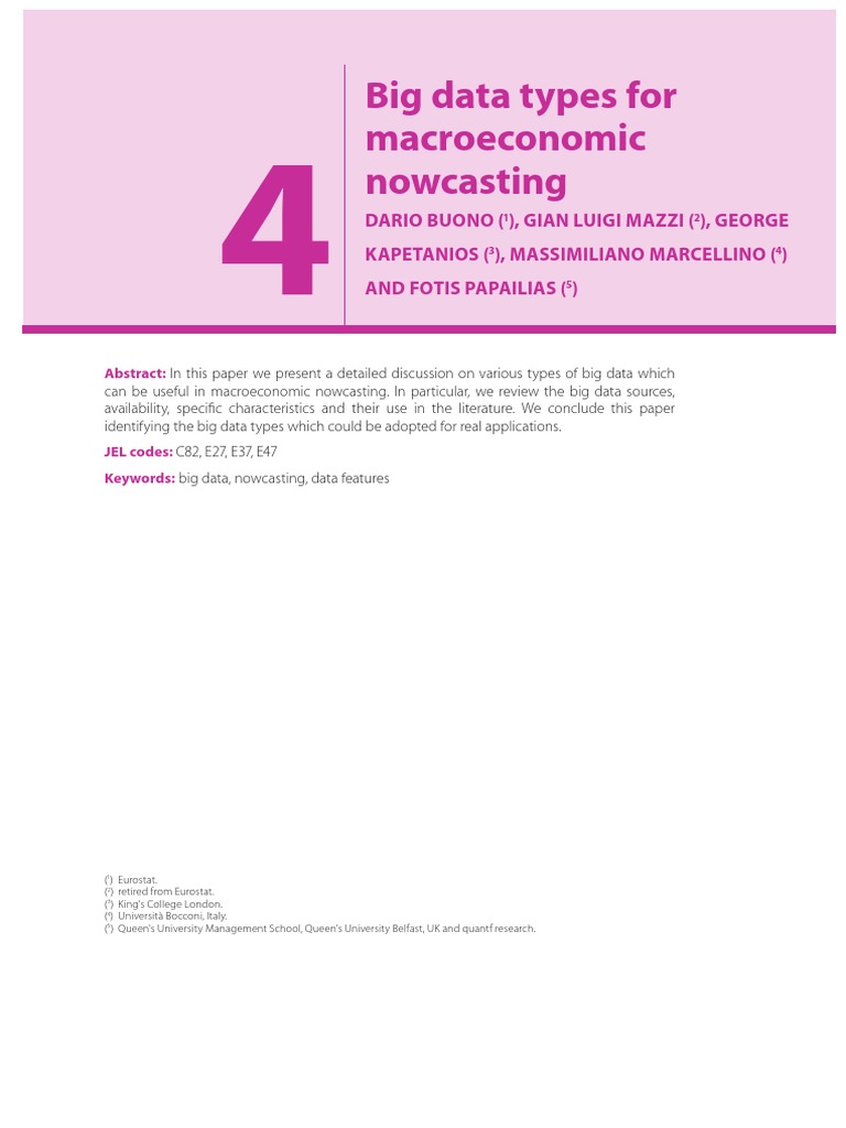 Big Data Types For Macroeconomic Nowcasting | Download Free PDF | Debit Card | Satellite Imagery