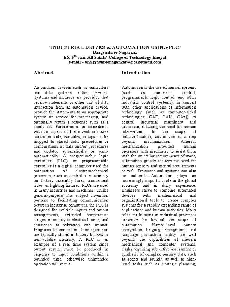 PLC and Scada Abstract PDF | PDF | Programmable Logic Controller | Scada